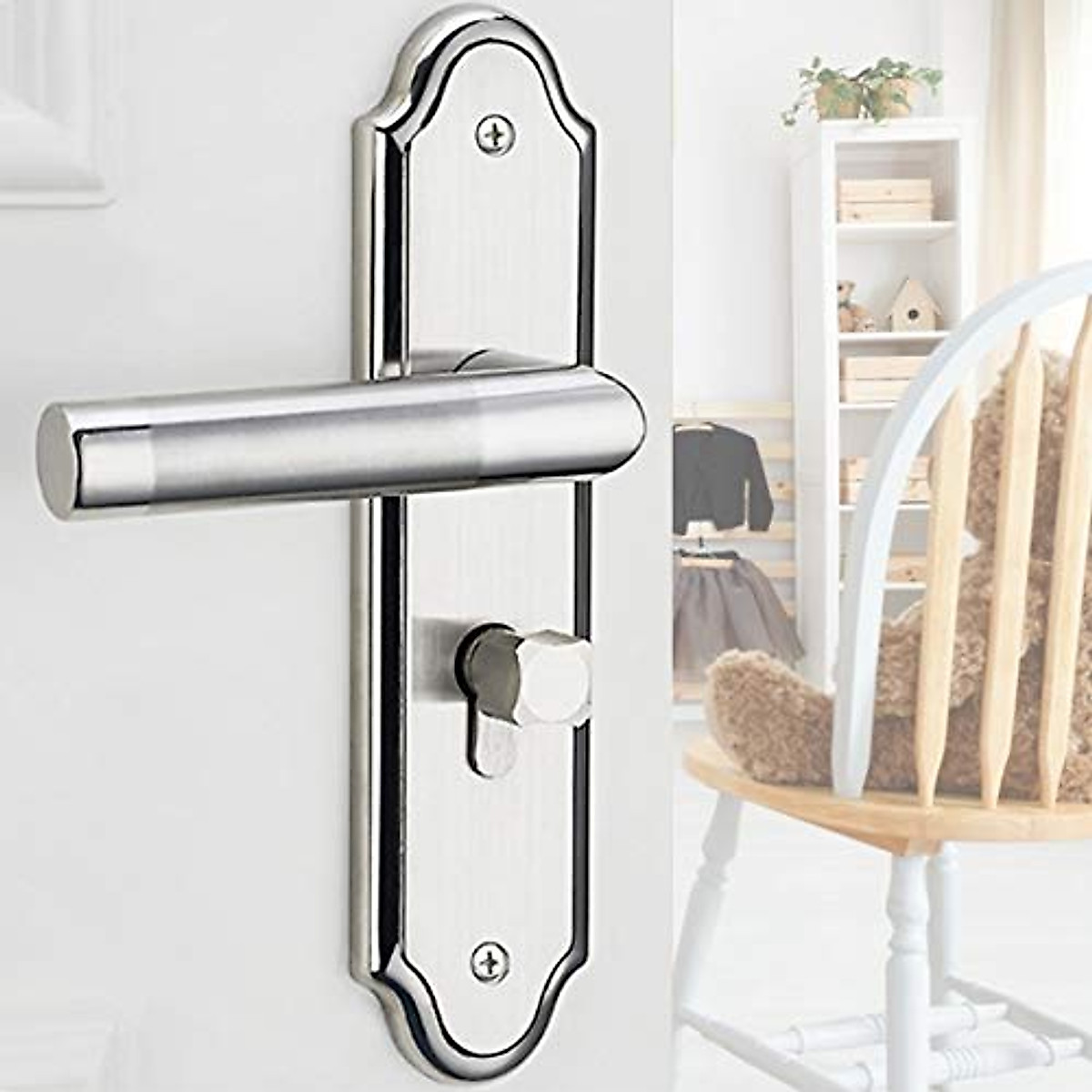 SONGJIA Universal Simple Door Lock Stainless Steel Safety Door Handle Locks for Bedroom Bathroom Interior Door Hardware Accessories
