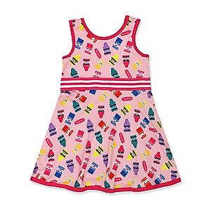 Crayola Crayon Toddler Girls Fit and Flare Ultra Soft Dress (3T, Pink)