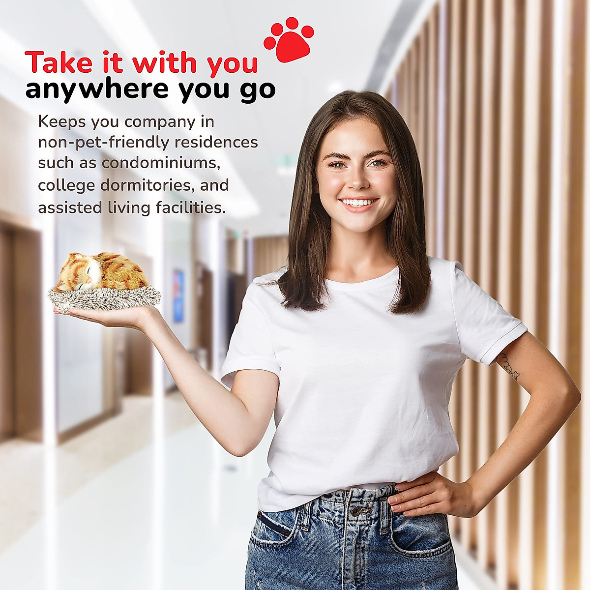 Perfect Petzzz Mini Orange Tabby Kitten, Kitty Toys for Girls, Boys, & Elderly, Realistic Cat Stuffed Animals, Battery-Operated Fake Cat Electronic Pets