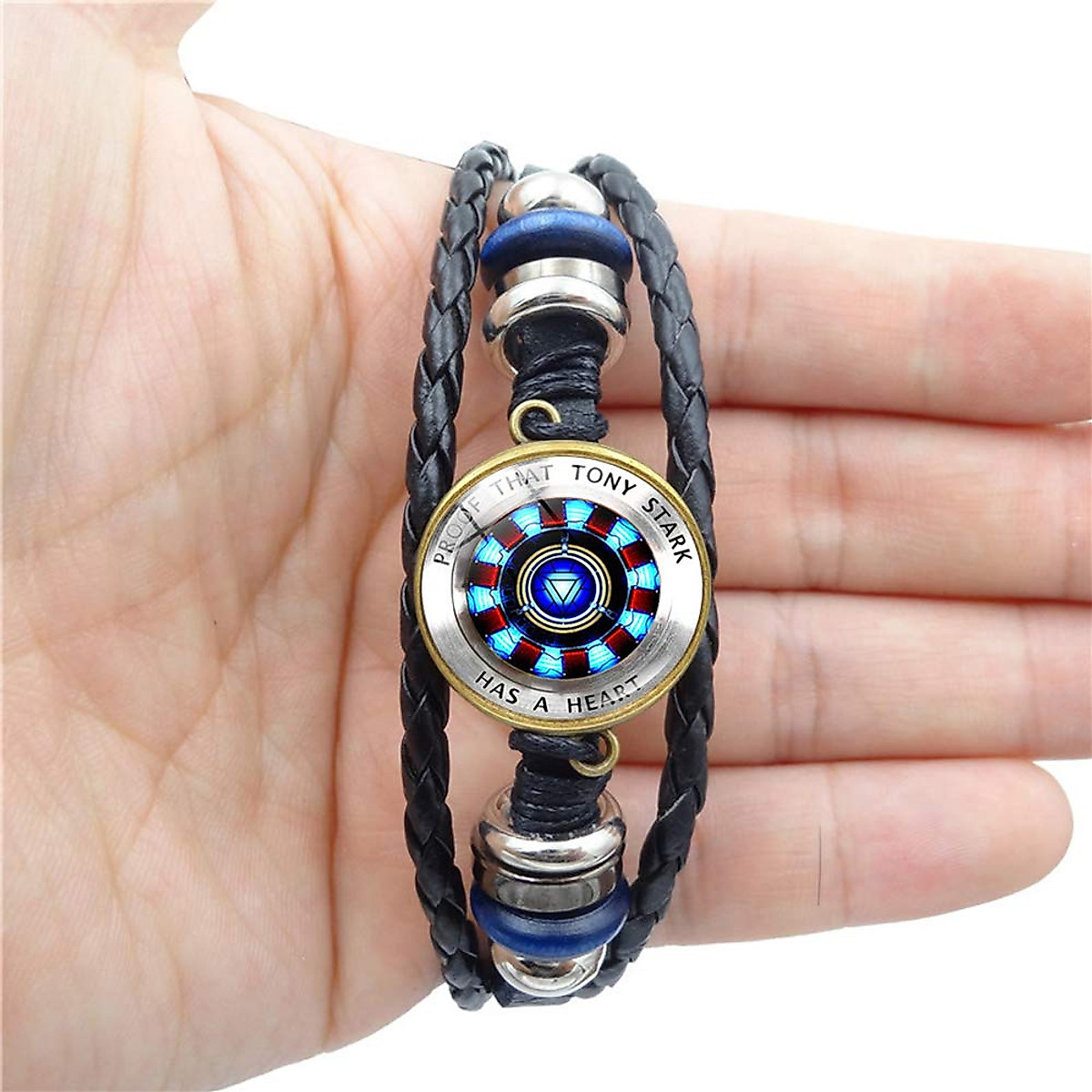 Tony Cosplay Adult Novelty Arc Reactor Illuminate T-Shirt Sleeve Costume Clothing for Men Adult Stark Reactor Bracelet (L) Black