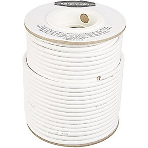 Amazon Basics 14-Gauge Audio Speaker Wire Cable - 99.9% Oxygen-Free Copper, 200 Feet, White