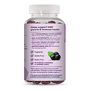 Enfakid Elderberry Daily Gummy Multivitamin: Vitamin C, D & E, Selenium & Zinc, Elderberry Flavored Immune Support Gummies for Kids, high in antioxidants, gelatin free & vegetarian, 60 count