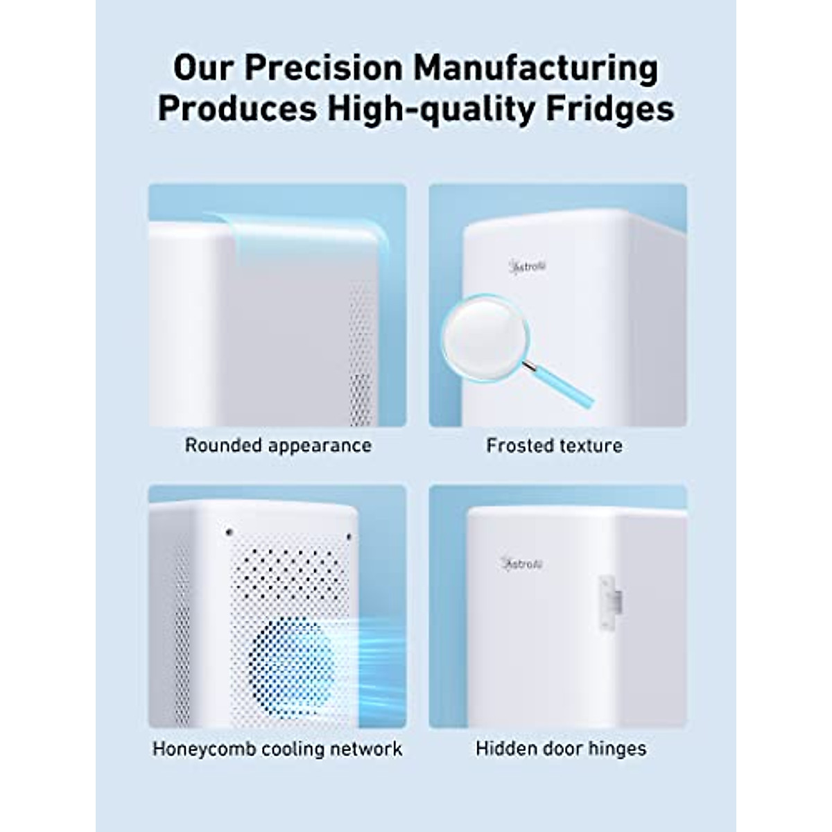 AstroAI Mini Fridge 2.0, 6 Liter/8 Cans Skincare Fridge 110V AC/ 12V DC Portable Thermoelectric Cooler and Warmer Refrigerators for Bedroom, Beverage, Cosmetics (Pearl)