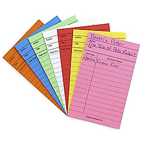 Hygloss Products Library Checkout Cards – Bright Colored Due Date Note Cards - 3 x 5 Inches, 50 Pack