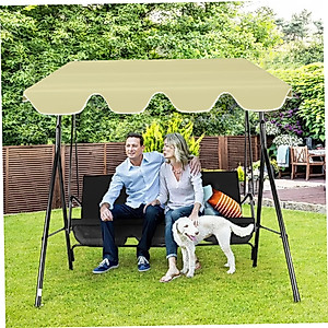 Swing Canopy Replacement, 77x49x6in Waterproof Oxford Cloth Outdoor Swing Canopy Replacement Top with Fixing Strap, Anti-UV Swing Canopy Replacement Cover for 3 Seater Swing Chairs