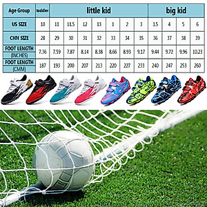 DimaiGlobal Kids Turf Soccer Shoes Boys Girls Football Shoes Athletic Outdoor/Indoor Sports Shoes Youth School Performance Futsal Sneaker Black/Red