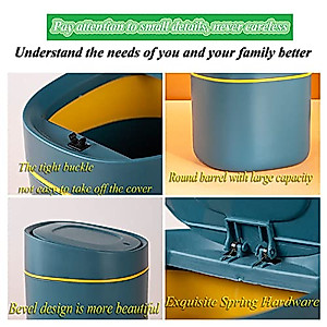 Plastic Mini Trash Can with Lid - 2 L Pop Up Wastebasket for Bathroom Vanity, Desktop, Tabletop or Coffee Table - Dispose of Cotton Rounds, Makeup Sponges, Tissues (Grey)