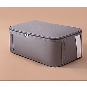 SINKITA 2 Piece Large Storage Bag Clothes Storage Organizer with Durable Handles, Durable Oxford Cloth Dust Cover for Clothing, Blanket, Quilt-Dark Grey-21.2x12.5x7.8inch