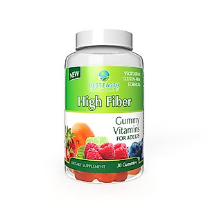 High Fiber Gummy Vitamins for Adults - Gluten Free, Vegan, Delicious Daily Prebiotic Gummies for Digestive Health & Regularity Support, Fruit Flavored Pectin Gummy Fiber Supplement - 30 Count