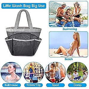 8 Pocket Mesh Shower Caddy Basket Portable, Toiletry Caddy Organizer for Bathroom College Dorm Room, Gym, Showers, Swimming, Travel Essentials and for Bathroom Accessories (Gray)