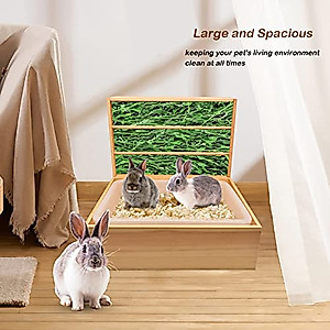 Hay Feeder, Indoor Hay Feeder with Litter Pan, Rabbit Hay Feeder with Plastic Litter Box, Designed for Rabbit Hamster Guinea Pig Small Pet Animals