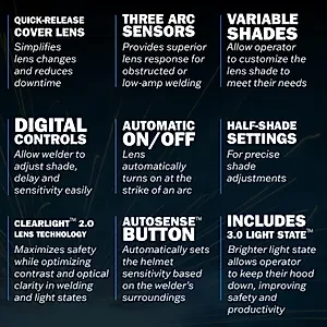 Miller Digital Performance Welding Helmet 289807 - Auto-Darkening Welding Helmet with Clearlight 2.0 Technology - Lightweight Welding Hood - Welding Mask Head Protection Gear with 7.22 sq in View