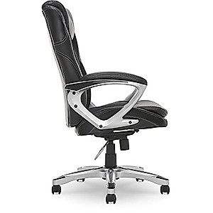 Serta Executive Office Padded Arms, Adjustable Ergonomic Gaming Desk Chair with Lumbar Support, Faux Leather and Mesh, Black