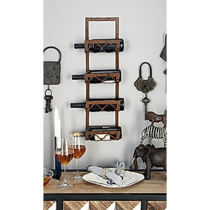 Deco 79 Metal Wall Wine Rack, 28 by 8-Inch, Wine Holder - 4 Bottles