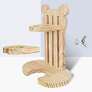 Water Bottle with Anti-Tipple Wood Holder 80ml Small Pet Auto Water Dispenser for Gerbil Cage Water Bottle with Stand for Guinea Pigs Small Pets Hamster Rodents