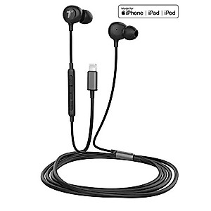 Thore Compatible with iPhone Earbuds (Apple MFi Certified) Lightning Connector in-Ear Earphones (V60) Wired Headphones with Microphone for iPhone 14 Pro Max/13/12/11/XR/Xs - Black