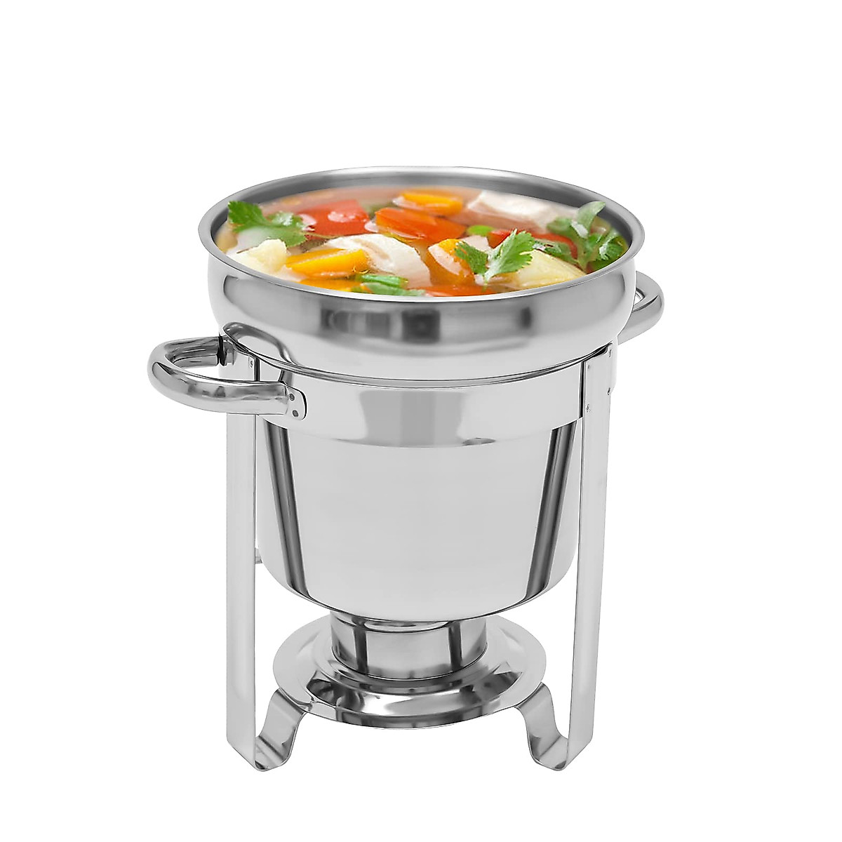 7L/7.4Qt Commercial Soup Kettle Warmer, Stainless Steel with Dish Buffet Server Food Warmer Chafing with Lid for Soup (Silver)