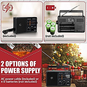 Retekess TR626 Portable AM FM Radio with Bluetooth, Plug in Radio, LW, DSP chip,Powered by AC or D Battery, Short Wave Radios for Garages,Home,Outdoors