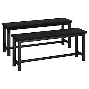 Recaceik Dining Benches, 39 Inch Table Benches, Pair of 2 Benches for Dining Room, Kitchen, Entryway, Bedroom, Industrial Small Bench Kitchen Bench with Metal Legs, Easy to Assemble, Black