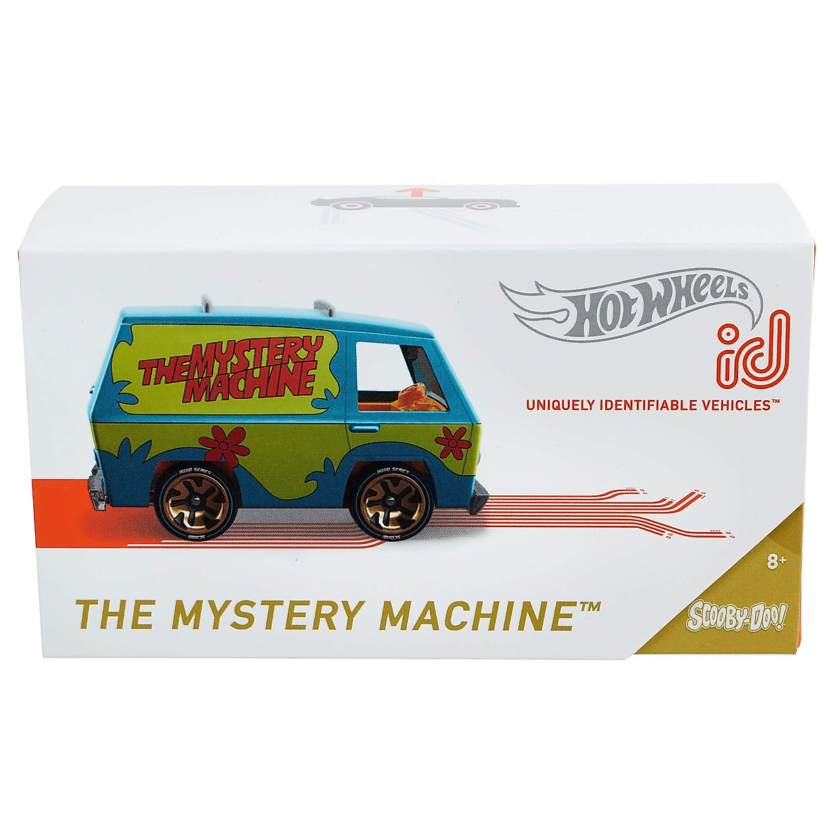 Hot Wheels id Vehicle, 1:64 Scale The Mystery Machine Vehicle with Embedded NFC Chip, World Race Collection, Physical and Digital Play for Ages 8 Years and Older