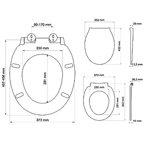 Tiger Burton Toilet Seat, Duroplast, White, 37.3 x 5.5 x 44.2 cm