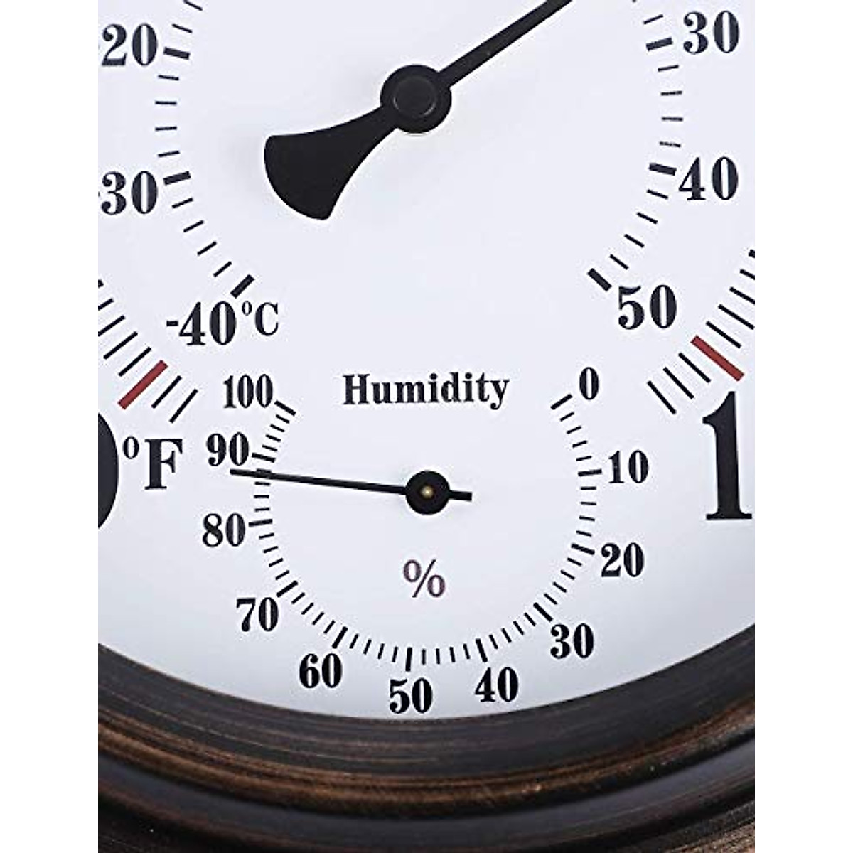 Indoor Outdoor Thermometer - Premium Steel Wall Thermometer Hygrometer for Patio, Wall or Decorative, No Battery Required Hanging Thermometer 8" Round Diameter (Bronze)