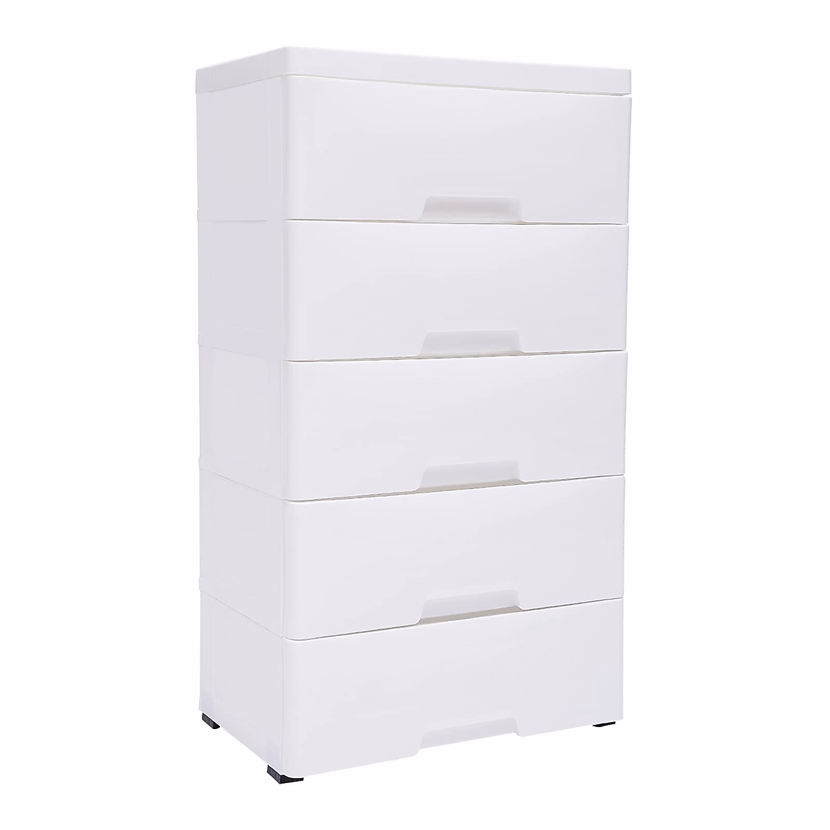 5 Drawer Storage Cabinet with Wheels,Plastic Drawers Dresser,5 Tier Storage Cabinet for Living Room,Bedroom,Kitchen,White