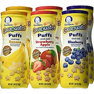 Gerber Graduates Puffs Cereal Snack, Assorted Flavors, 1.48 Ounce, 6 Count