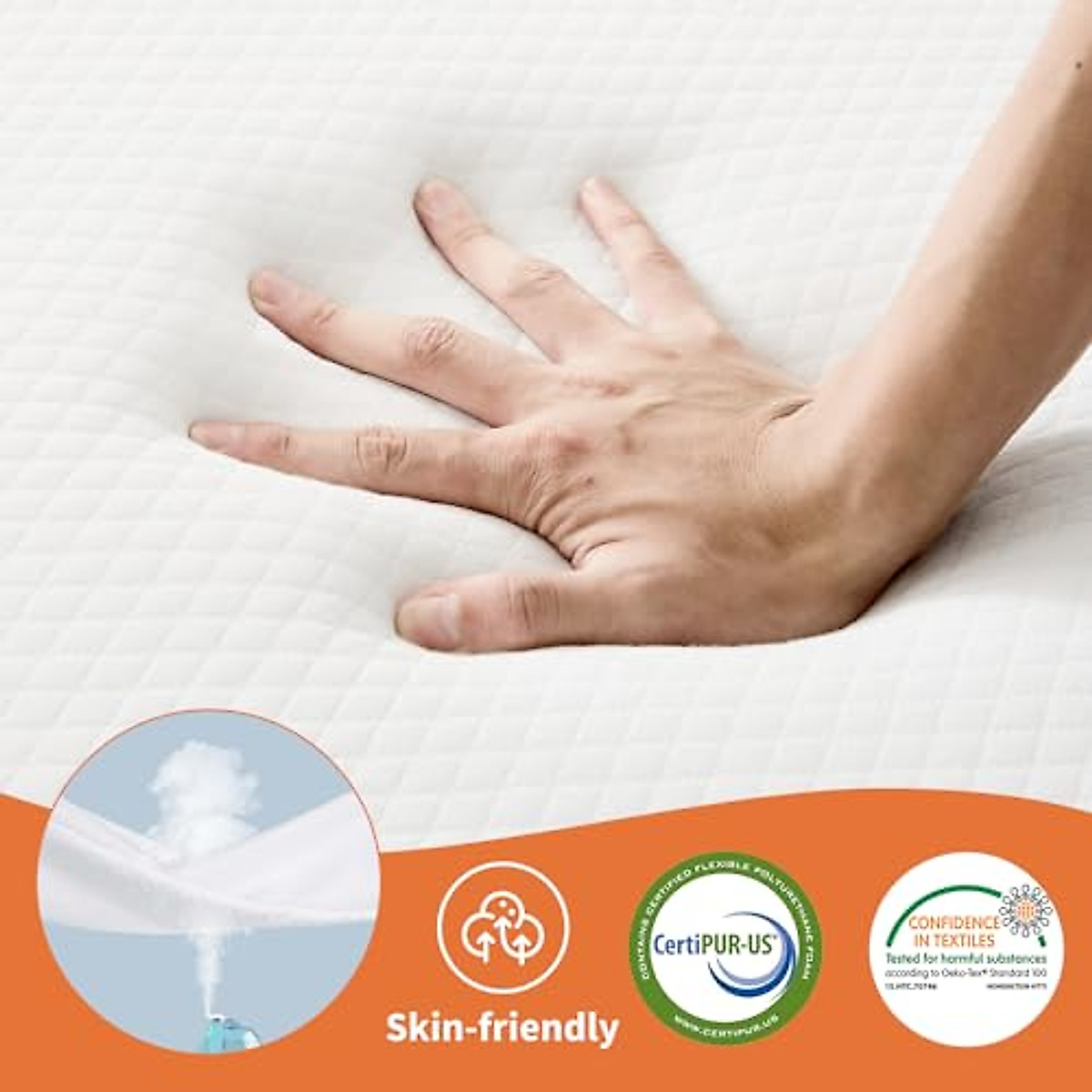 Sweetcrispy Folding Mattress, 4 inch Tri-fold Memory Foam Mattress Topper for Camping, Foldable Mattress Topper with Washable Cover, Guest - TwinXL Size, White