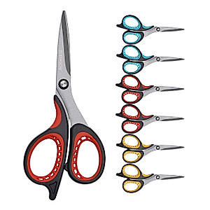 SLEMOON 8" Teflon Non Stick Titanium Scissors All Purpose Heavy Duty, Scissors for Office Desk Craft Scissors for Kids,Kitchen Scissors for Food 6 Pack Set Professional Stainless Steel Comfort Grip