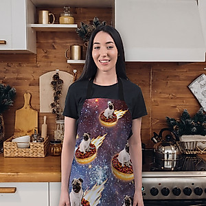 Bang Tidy Clothing Cooking Aprons for Women Pug Donut Riders Cute Aprons Baking Apron Kitchen Gift