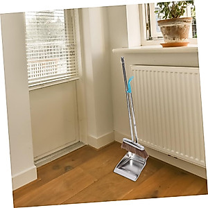 MERRYHAPY 1 Set Stainless Steel Trash Shovel Cleaning Dustpan Commercial Broom and Dustpan Broom Dustpan Hand Broom Garden Dustpan Wide Angle Broom Brooms Convenient Dustpan Kit Silver