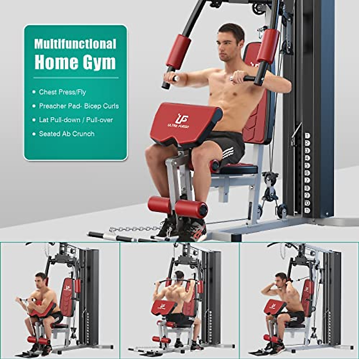 ULTRA FUEGO Multifunctional Home Gym Equipment Workout Station with Pulley System, Arm, and Leg Developer for Full Body Training