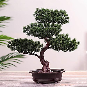 GEZICHTA Artificial Bonsai Tree Potted Plant Ornament Bonsai Simulation Bonsai Green Plant Fake Plant Decoration Potted Artificial House Plants for Desk Home Office Display