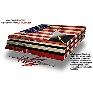 WraptorSkinz® Decal Style Skin Wrap Compatible with Sony PlayStation 4 Pro Console Skin Painted Faded and Cracked USA American Flag