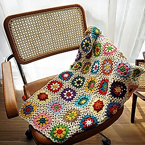 Handmade Crochet Throw Blanket Granny Blanket Sweater Style Year Round Gift Indoor Outdoor Travel Accent Throw for Sofa Comforter Couch Bed Recliner Living Room Home Decor 47" x23"