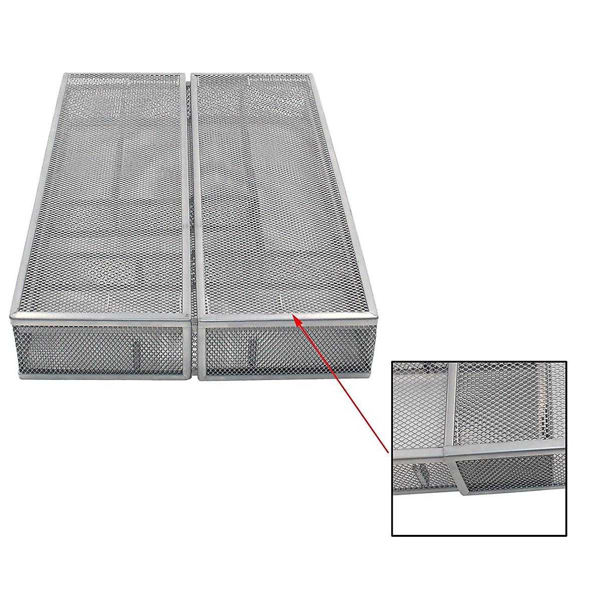 TQVAI Expandable Kitchen Drawer Organizer, 8+2 Compartments Mesh Silverware Utensils Holder, Adjustable Cutlery Flatware Tray, Silver