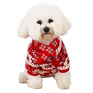 Coomour Dog Christmas Shirt Deer Pet Clothes Dogs Xmas Soft Shirts with Christams Bandanas Apparel Pupy Elf Costume Outfits for Small Dogs and Cats (M)