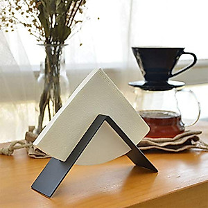 MIAO JIN Coffee Filter Paper Holder,Stainless Steel Coffee Paper Storage Container Dispenser Rack Coffee Filter Paper Stand (Black)