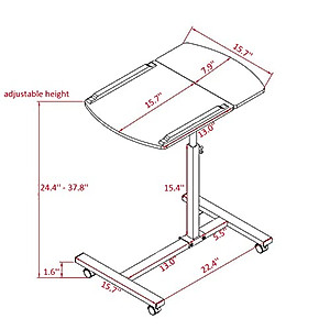WANLISELL Mobile Laptop Desk Height & Angle Adjustable Laptop Stands Desk Rolling Laptop Cart, Height Adjustable from 24'' to 38'', Black