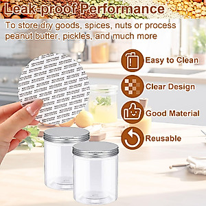 HDFCLUP 11 Pcs 16 oz Silver Plastic Jars with Ribbed Lids Wide Mouth Food Plastic Jars Airtight Paint Storage Containers for Beauty Products,Kitchen & Household Storage (Silver Lids)