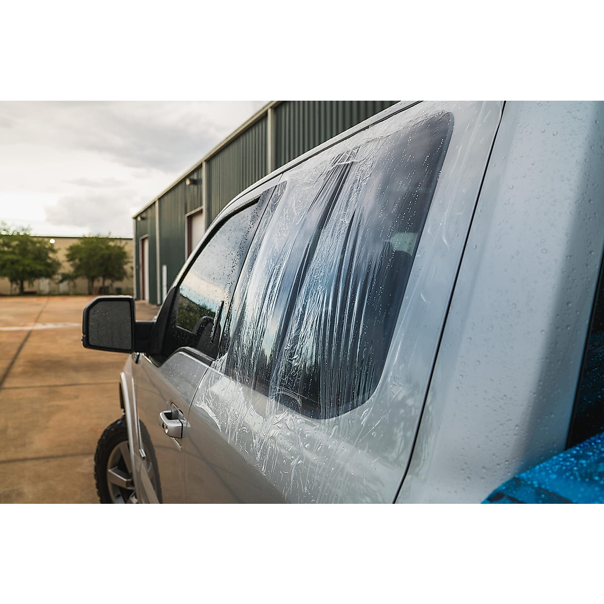 Big Tape Window Plastic Barrier Film – 2 Pack of 12 Feet XL Roll of Plastic for Windows – 17.5 Inch Wide Car Tape for Broken Windows – Waterproof, No Sticky Residue – Easy DIY Installation.