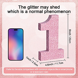TONIFUL 8 Inch Pink Glitter Number 1 Table Centerpiece 0-9 Pink Birthday Party Decorations,Pink Digit 1 for Birthday,Chrismas,Graduation,Bridal Shower,Valentine's Day,Anniversary Party Supplies