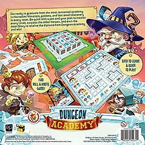 Dungeon Academy | Roll & Write Maze Board Game | Each Roll Creates Unique Dungeon Mazes | Collect Life Points & Mana, Fight Monsters, and Earn Treasure to Master The Academy | Family Board Game