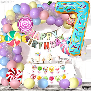 KatchOn, Giant Donut Number 7 Balloon - 40 Inch | 7 Birthday Balloon for Donut Party Decorations | 7 Balloon Number | Donut Balloons for Birthday Party | Seven Balloon for Donut Birthday Decorations