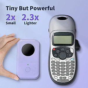 Purple D30 Label Maker Machine with 4 Tapes - Black on Pink, Blue, Yellow, White Tape, Mini Bluetooth Label Printer, Portable Smart Phone Handheld Sticker Mini Labeler Inkless Rechargeable, BPA-Free