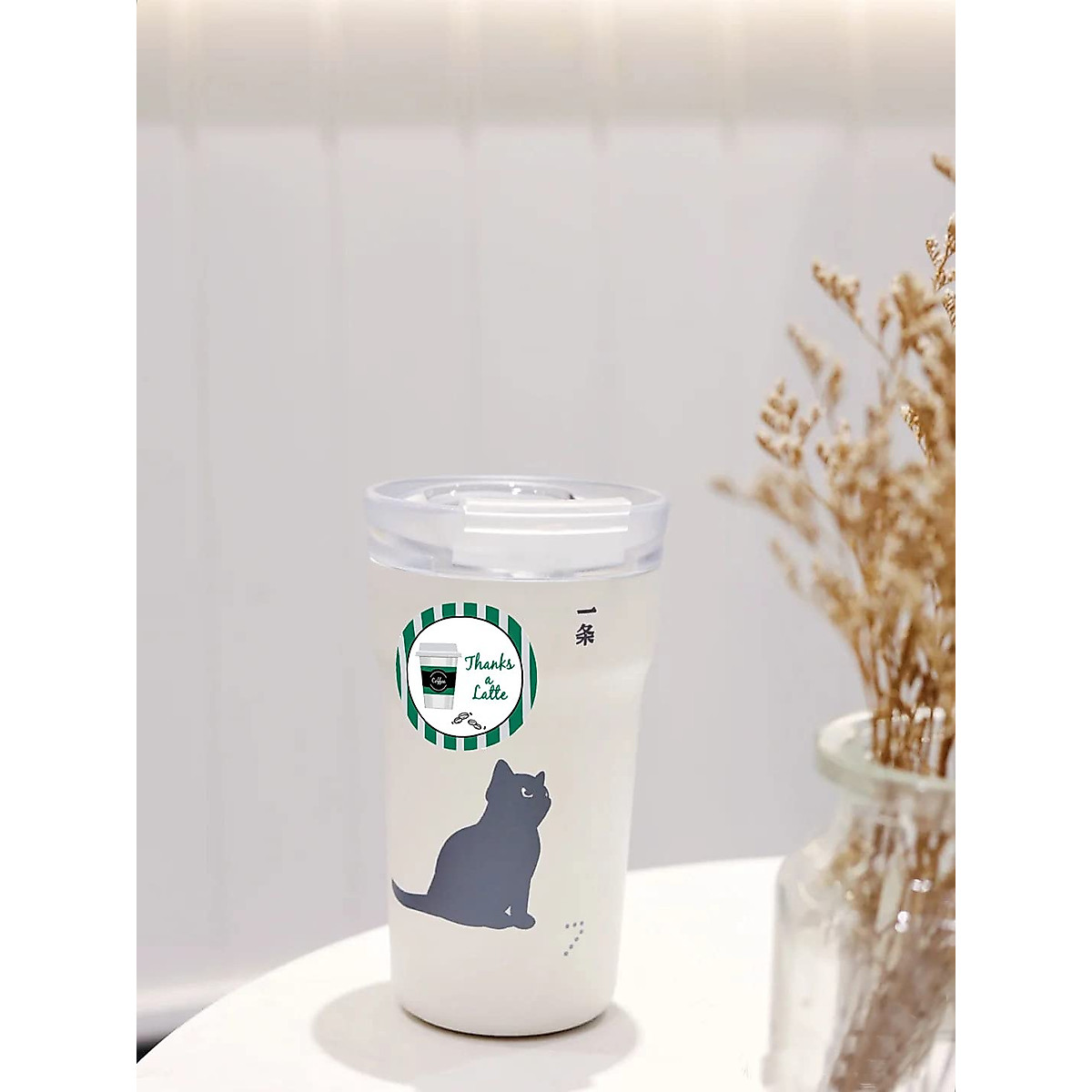 Thanks A Latte Stickers,1.5 Inch Customer Appreciation Labels for Favors Bags,Envelope Seals,Goodie Bags,Suitable for Small Business,Cafe,500 Pcs Per Roll