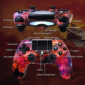 ISHAKO for PS4 Controller Wireless, Controller Gamepad Compatible with Playstation 4/Slim/Pro/PC/Android/Mac with Dual Vibration,6-Axis Motion Control,3.5mm Audio Jack,Multi Touch Pad,Share Button