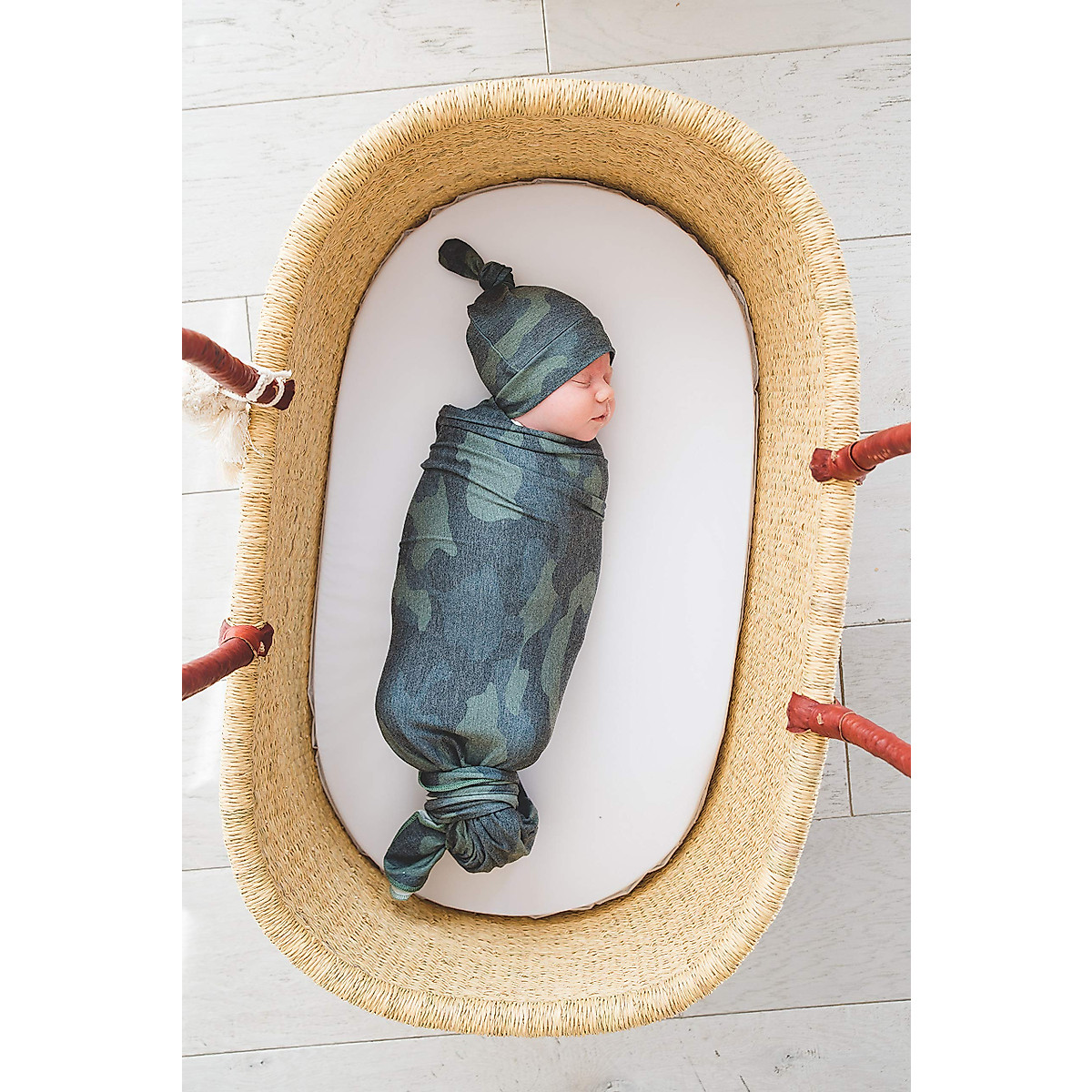 Baby Beanie Hat Top Knot Stretchy Soft"Hunter" by Copper Pearl