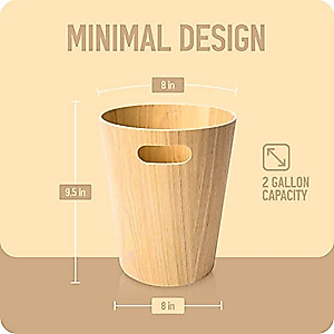 LUXE + WILLOW Wooden Trash Can Bedroom, Bathroom & Office Waste Basket Small Slim Design